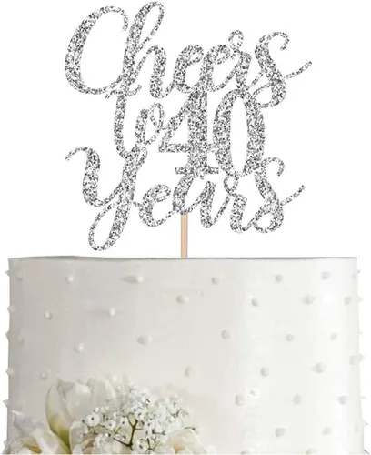 40 Silver Glitter Happy 40th Birthday Cake Topper, Cheers To | Envío gratis 40 Silver Glitter Happy 40th Birthday Cake Topper, Cheers To | Envío gratis