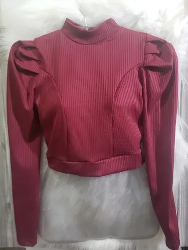Cropped Blusa Feminina Manga Longa Princesa Bufante Canelado ... Cropped Blusa Feminina Manga Longa Princesa Bufante Canelado ...