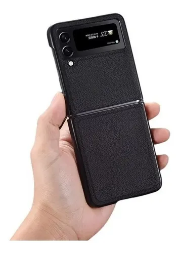 Capa Capinha Case Premium Couro Para Samsung Galaxy Z Flip 4 Cor Preto ... Capa Capinha Case Premium Couro Para Samsung Galaxy Z Flip 4 Cor Preto ...