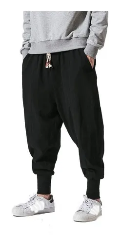 Calça Harem Sólida Com Cintura Elástica Masculina Parcelamento Sem Juros