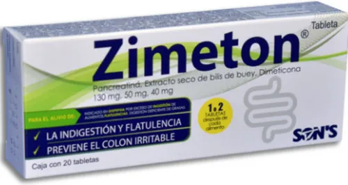 Zimeton Pancreatina Bilis De Buey Y Dimeticona 20 Tabletas en venta en ...