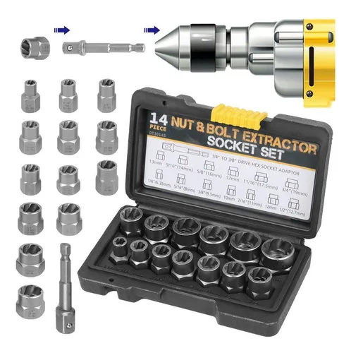 Juego Extractor De Tornillos Y Tuerca Herramient 14 Piezas | MercadoLibre