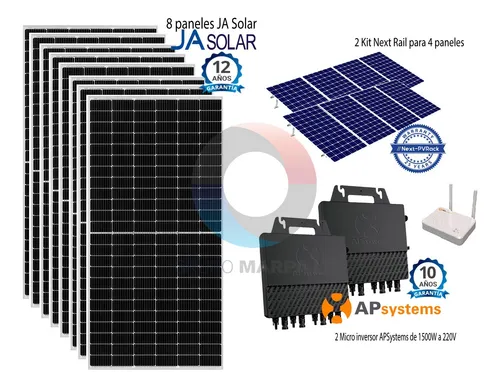 Kit 8 Paneles Solares Interconexion Cfe 4000w Ja Solar / Aps Kit 8 Paneles Solares Interconexion Cfe 4000w Ja Solar / Aps