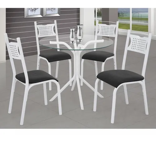 Conjunto De Mesa Tampo Vidro Redondo Com 4 Cadeiras Fjwt | MercadoLivre Conjunto De Mesa Tampo Vidro Redondo Com 4 Cadeiras Fjwt | MercadoLivre