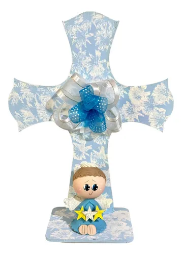 10 Cruz Angelito Niño Azul Estrellas Bautizo Presentación | Meses sin ...