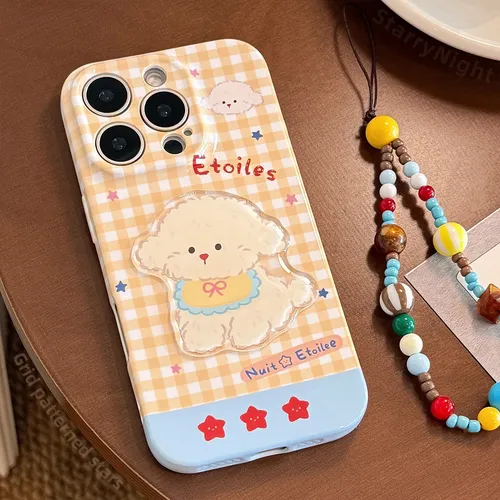 Funda Perrito 3d Amarillo Para iPhone 13/14/16/17 Pro Max Con Correa ...