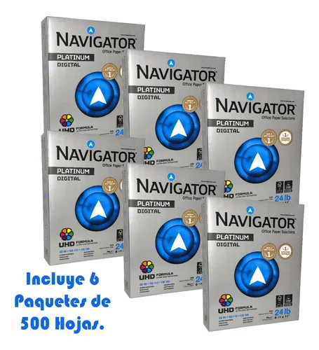 6 Paquetes Papel Blanco Carta Navigator 90g 3000 Hojas