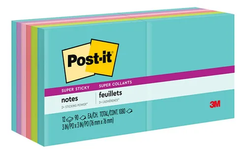 Post It Notas Superadhesivas 3 X 3 Pulgadas 12