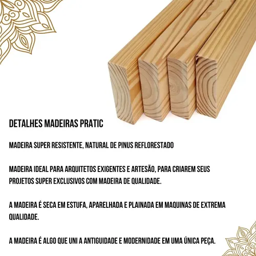 Kit 6 Ripas De Madeira Pinus Aparelhado 2x4,5 C/ 100cm | Parcelamento ...