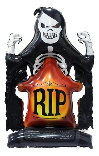 Globo Lápida La Parca Halloween Con Base Metalizado Gigante Globo Lápida La Parca Halloween Con Base Metalizado Gigante