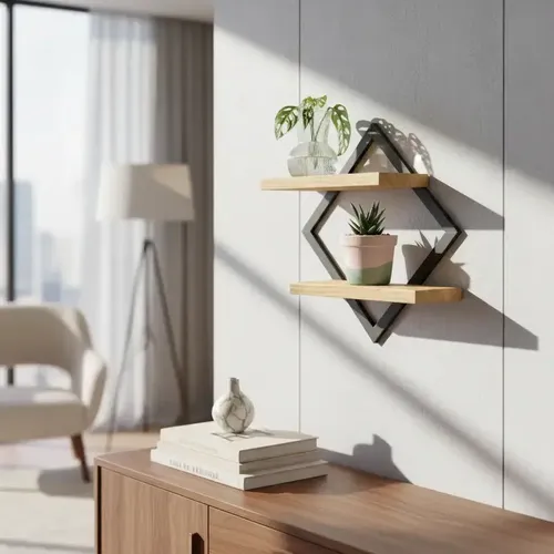 Quadro Decorativo Com Prateleira Dupla Nicho Moldura Luxo | MercadoLivre