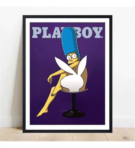 Cuadro Marge Simpson Playboy Simpsons (marco+vidrio+lamina) Negro ...
