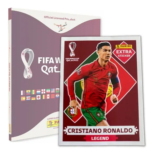 Figurinha Extra Cristiano Ronaldo Bordô Copa 2022 Legend Cr7 Frete Grátis