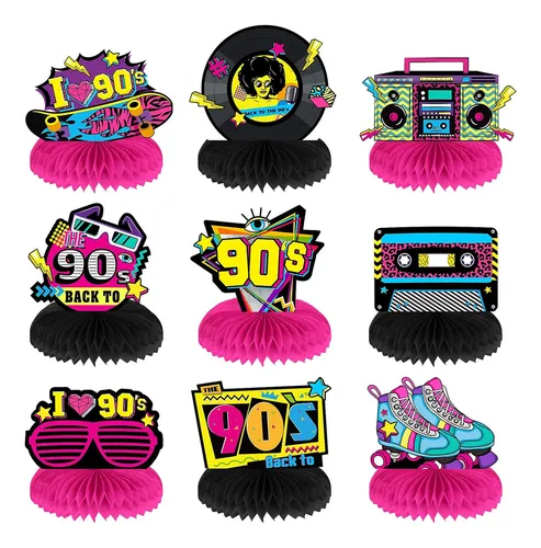 9 Piezas De Centro Retro De Los 90 Para Fiestas De Los 90 | Envío gratis 9 Piezas De Centro Retro De Los 90 Para Fiestas De Los 90 | Envío gratis