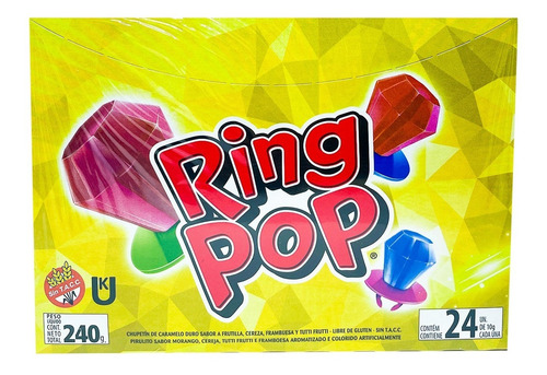 Display Ring Pop Pirulito Formato De Anel 4 Sabores 24un Mercadolivre