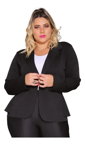 Blazer Casaco Feminino Neoprene Plus Size G1 G2 G3 Lindo Top