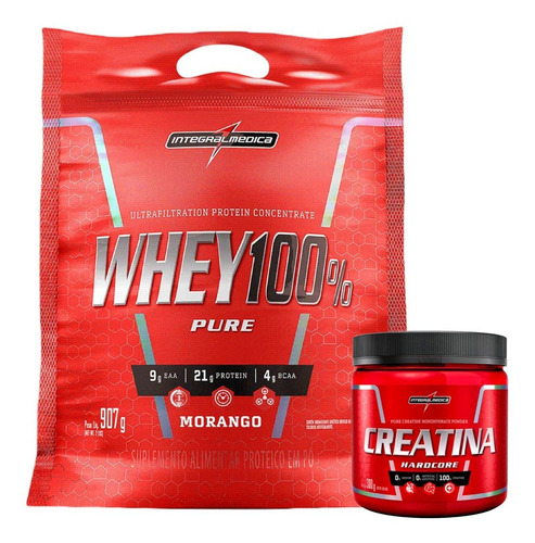 Whey 100 Pure 907g Refil Creatina 300g Integral Médica