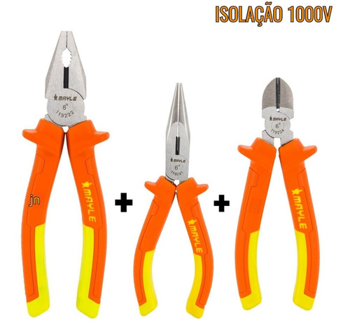 Jogo Alicate Mayle Eletricista Isolado Universal Corte Bico | Frete grátis Jogo Alicate Mayle Eletricista Isolado Universal Corte Bico | Frete grátis