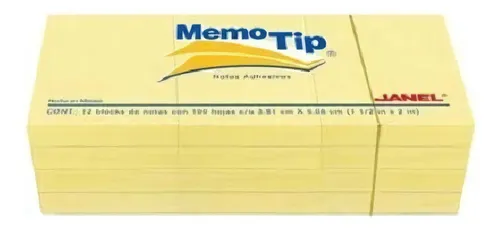 Notas Janel Adhesivas Memo Tip 1,5x2 Amarilla 100h C/12/vc | MercadoLivre