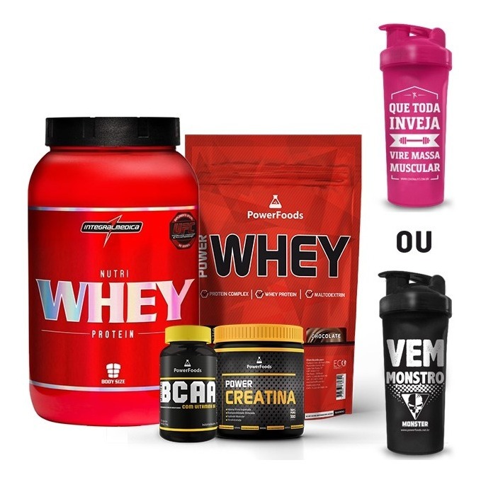 Combo Nutri Whey Pote Power Whey Bcaa Creatina Co Ba Mercado