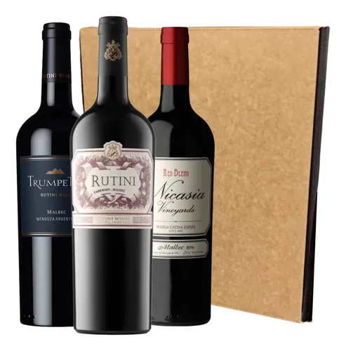 Vino Rutini Cab Malbec + Trumpeter + Nicasia. Estuche Regalo Vino Rutini Cab Malbec + Trumpeter + Nicasia. Estuche Regalo