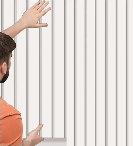 Papel De Parede Adesivo Efeito Laqueado Branco Ripas 10m Parcelamento