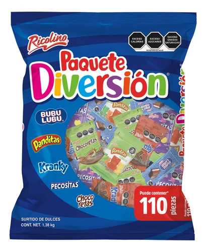 Ricolino Paquete Diversión Dulces Surtidos 110pz 1.38kg