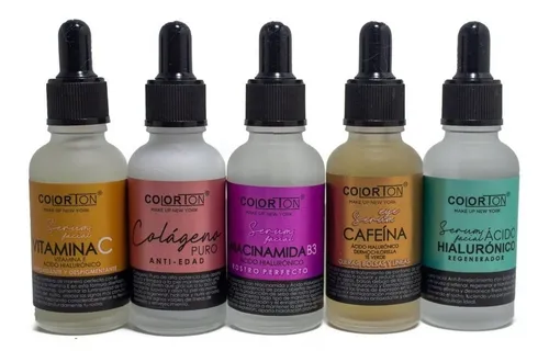 Serum Facial Colorton Kit 5 Pzs Acido Hialuronico Colageno Meses Sin