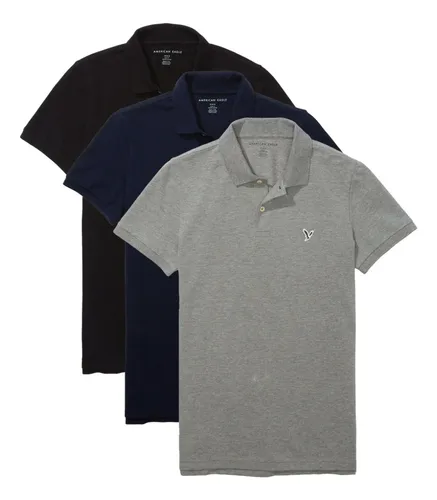 Paquete De 3 Playeras Polo Slim Fit American Eagle Hombre | Meses sin interés