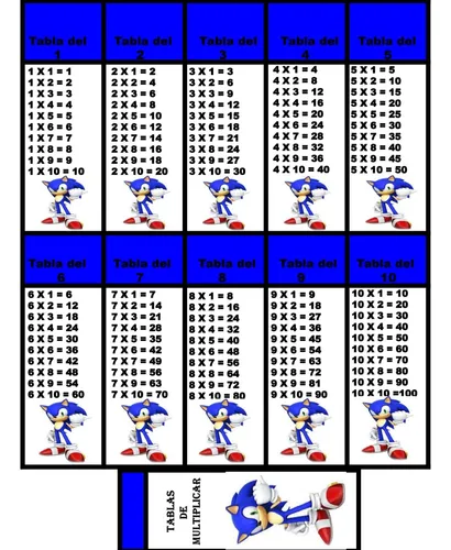 Tablas De Multiplicar De Sonic Digital Imprimible en venta en Xalapa ... Tablas De Multiplicar De Sonic Digital Imprimible en venta en Xalapa ...