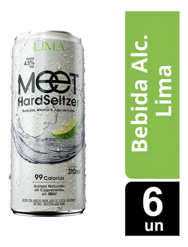 Meet Hard Seltzer Lima 4.5° Lata 310 Ml X 6 Un Meet Hard Seltzer Lima 4.5° Lata 310 Ml X 6 Un