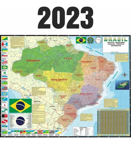 Mapa Brasil Politico Rodoviário 120 X 90 Cm Atualizado Mercadolivre