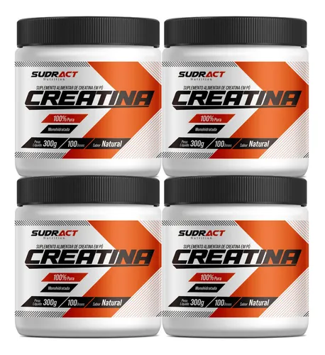 Kit 4x Creatina 100 Pura Monohidratada 300g Sudract Oferta Frete Grátis