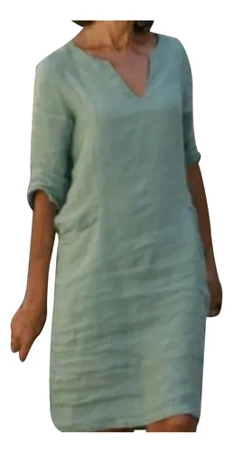 Vestido Z Feminino Meia Manga Decote Em V Casual Hot Vac