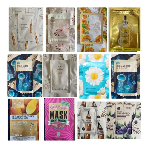 Set 25 Mascarillas Faciales Coreanas Surtidas Hidratantes Meses Sin