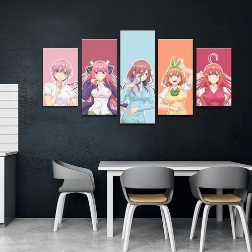 5 Cuadros Decorativos Quintillizas Anime Diseño Unico Manga Meses Sin