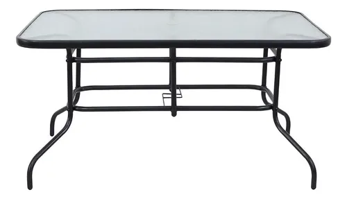 Mesa Retangular Aço Vidro 140x90cm Jardim Varanda - Deluxe ...