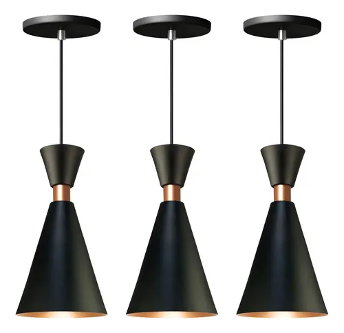 Kit 3 Pendente Lustre Mini Pequim 24cm Bancada De Cozinha | Frete grátis