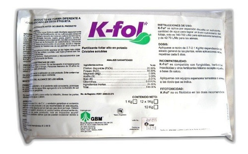 K Fol 1kg Fertilizante Foliar Alto En Fósforo Y Potasio Mercado Libre