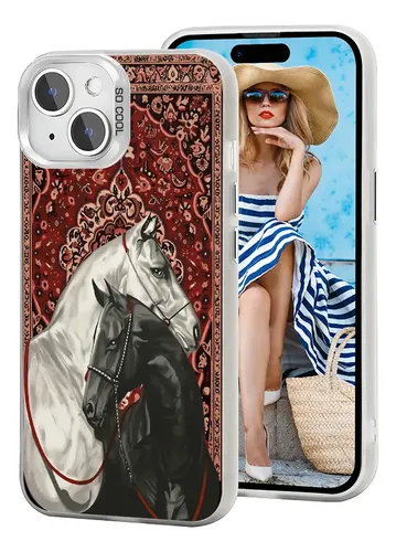Caballo Gemelo Floral Rojo Oscuro Compatible Con Fundas De Teléfono ...