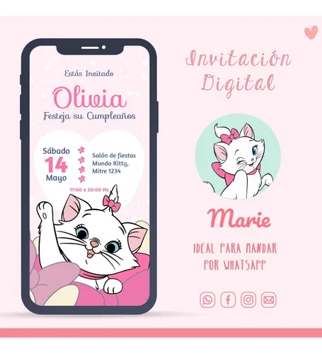 Invitación De Cumpleaños Gatita Marie Aristogatos - Digital en venta en ... Invitación De Cumpleaños Gatita Marie Aristogatos - Digital en venta en ...