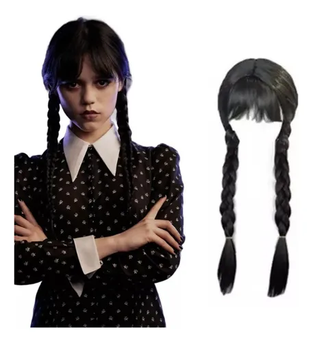 Peluca Merlina Disfraz Halloween Cosplay Para Wednesday Addams Unitalla