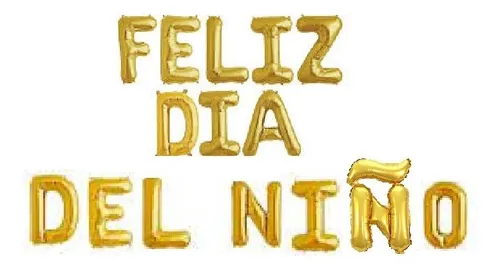 Globos De Letra Metalicos 40 Cm Letrero Feliz Dia Del Niño Color Dorado