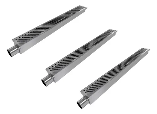 Kit De 3 Drenajes Lineales Industriales De Acero Inoxidable Recolector
