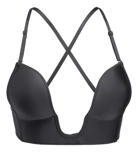 Sujetador Escote Profundo U De 2 Piezas Negro Beige Cuotas Sin Interés