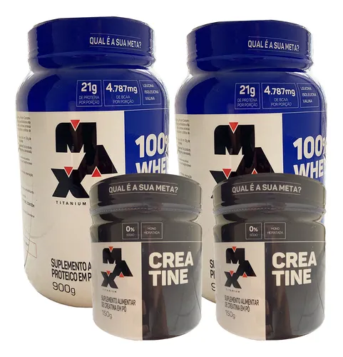 Kit Suplemento Alimentar Casal Max Titanium Whey E Creatina à Venda Em