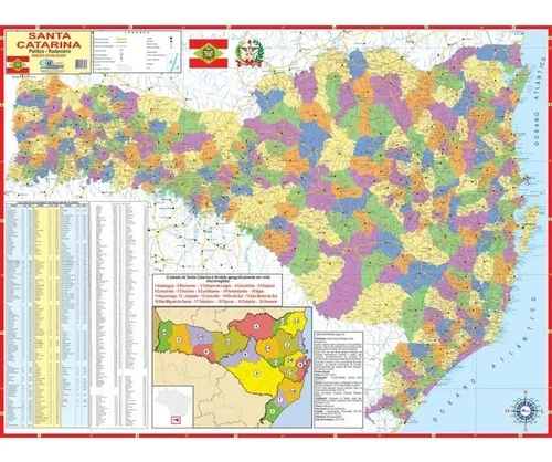 Mapa Estado Santa Catarina Politico Rodoviário Parcelamento Sem Juros