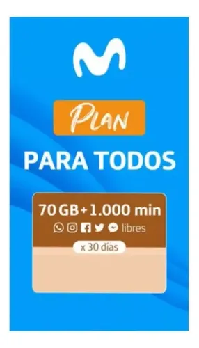 Chip Movistar Prepago Incluye 70 Gigas +1000 Min Por 30 Días 3 En 1 ...