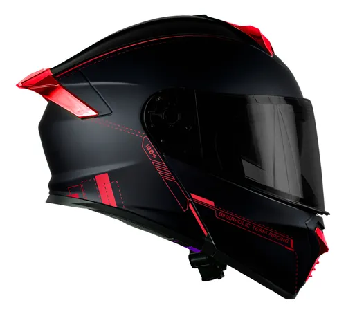 Casco Kov Thunder Racing Abatible Rojo Mica Humo Con Alerón | Meses sin interés