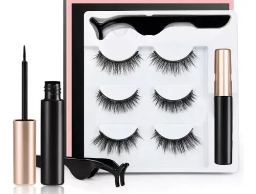 2 Kit Pestañas Postizas 3d Magnéticas Con Delineador De Ojos Meses